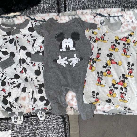 Disney | One Pieces | Mickey Mouse Onesies Set Of 3 3 Months | Poshmark